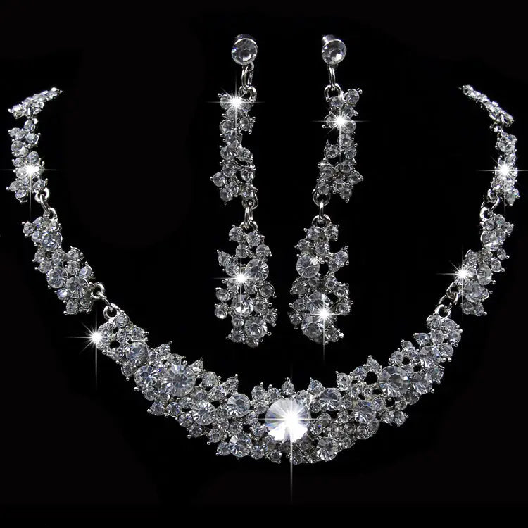 Bridal Jewelry Set: Earrings & Necklace with Diamonds – Richdkidk luxuries